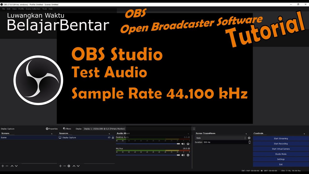 OBS Studio Test Kualitas Suara Sample Rate 44.100 kHz - YouTube