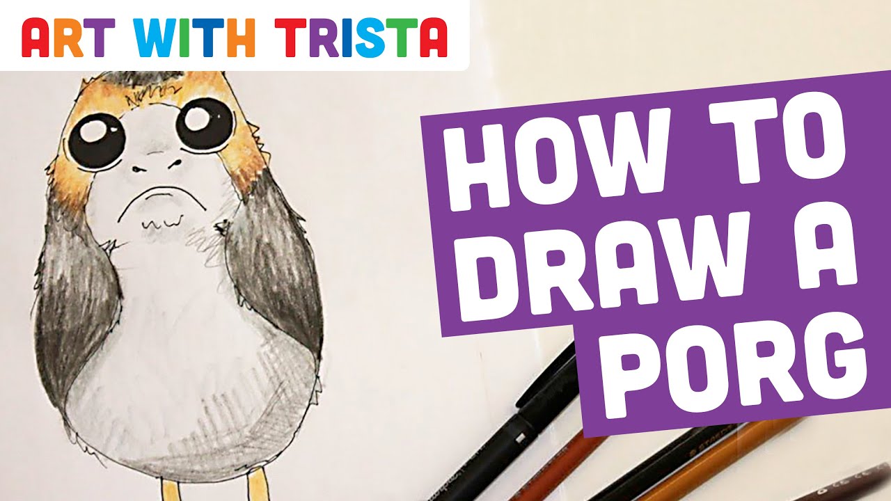 How to Draw a Porg Star Wars Drawing Tutorial - Art With Trista - YouTube