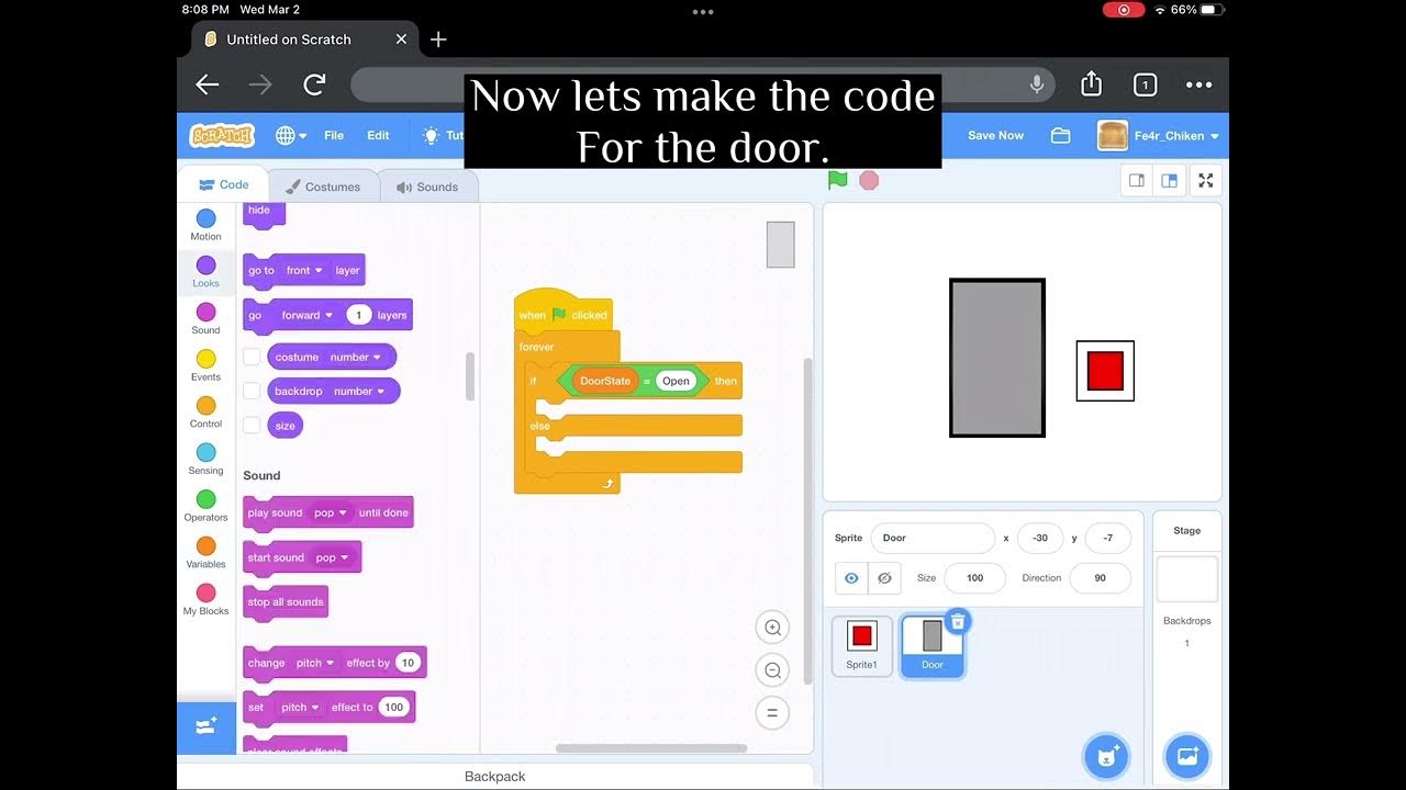 Opening and Closing door animation code tutorial. (Scratch) - YouTube