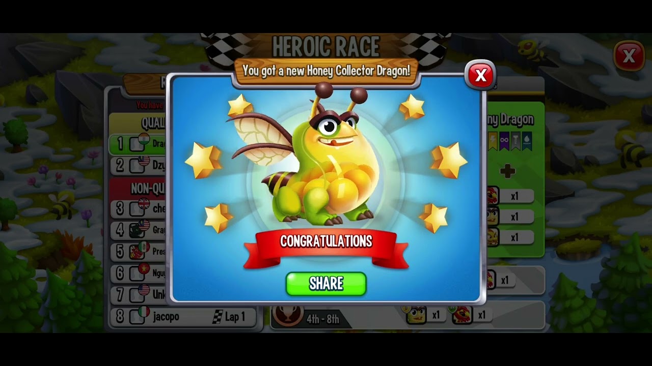 I got High colony dragon,honeycollector dragon,fireflower dragon and ...