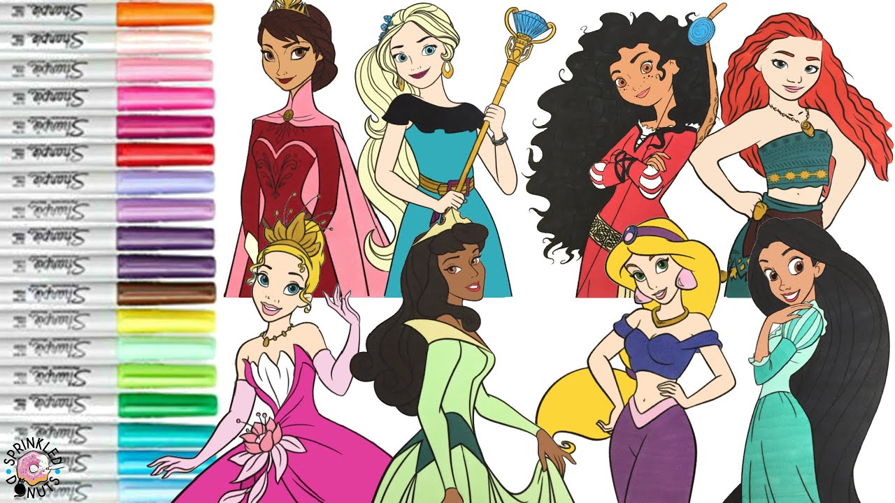 Disney Princess Coloring Book Compilation Color Swap Edition Elena Elsa ...