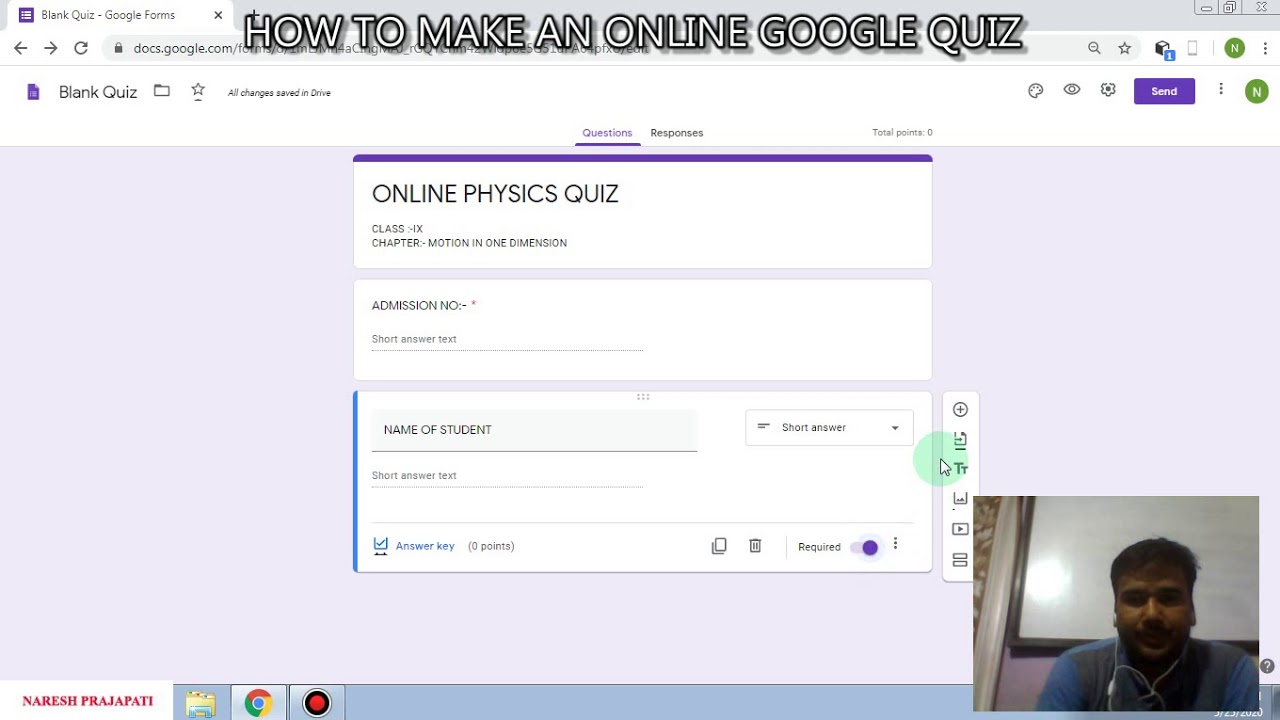 HOW TO MAKE AN ONLINE GOOGLE QUIZ - YouTube