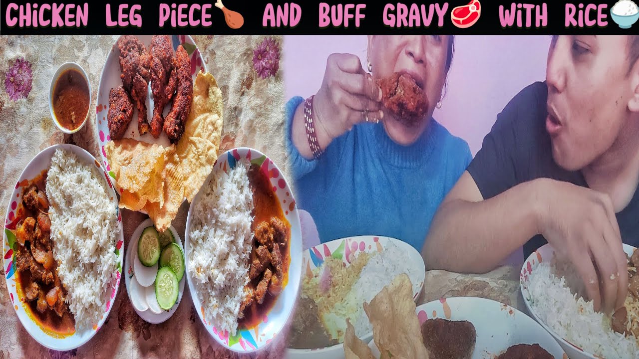 Chicken Leg Piece and Buff Curry With Rice| #foryou #aamakokhana # ...