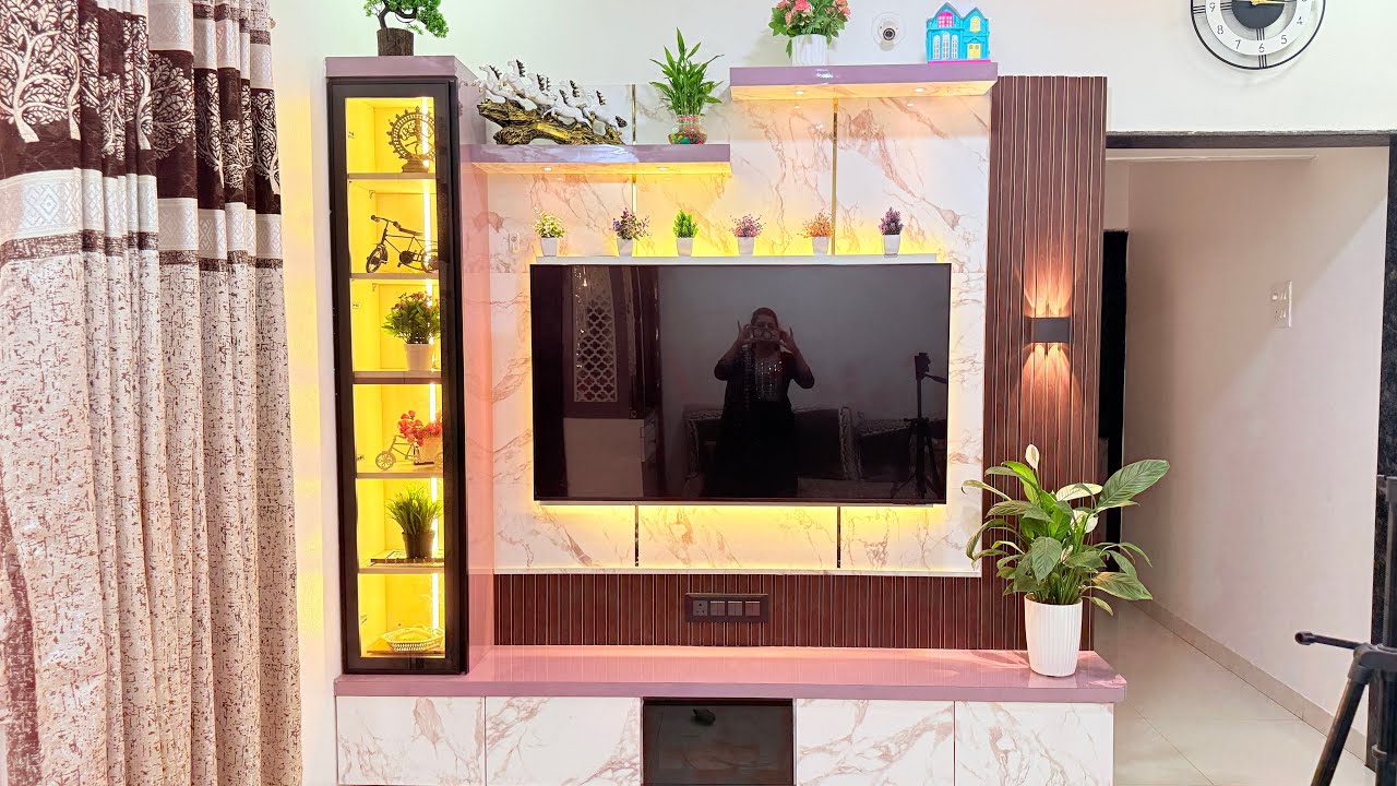 7x7 चे tv unit idea #मी बनवलेलं tv unit #food tv unit design # ...