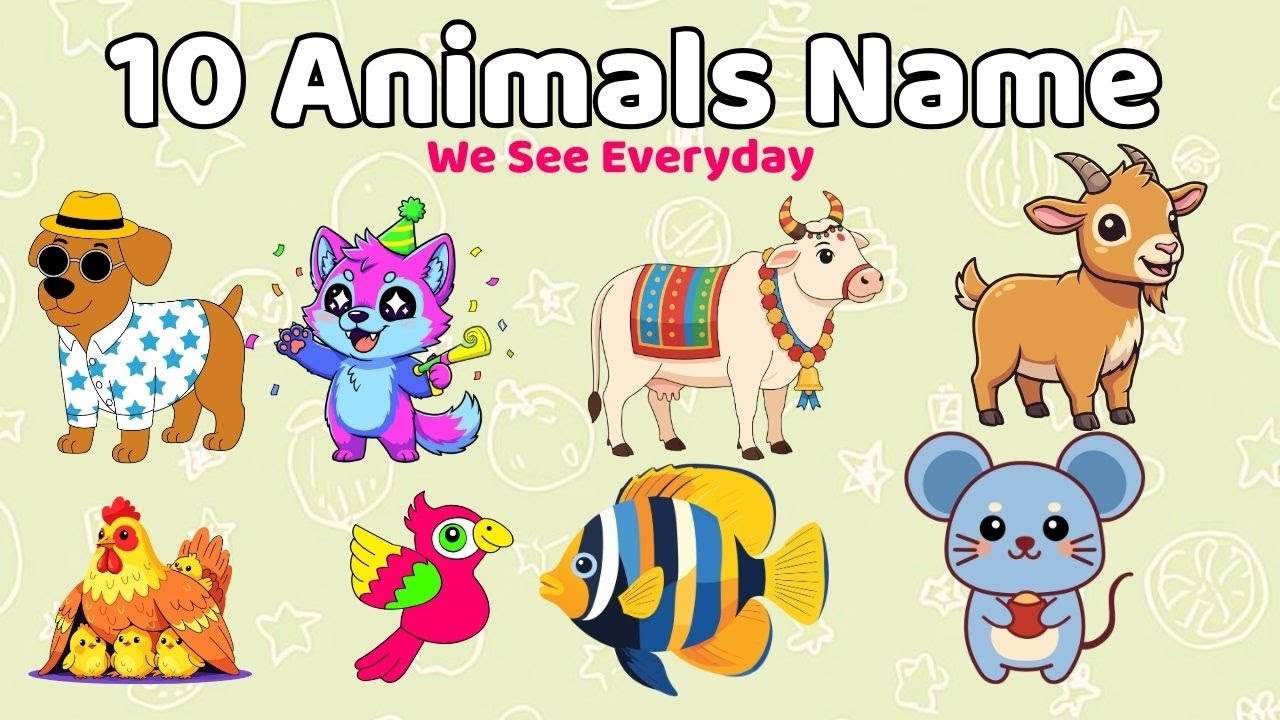 10 Animals We See Every Day 🐶🐱🐦| Learn Animals for Kids - YouTube