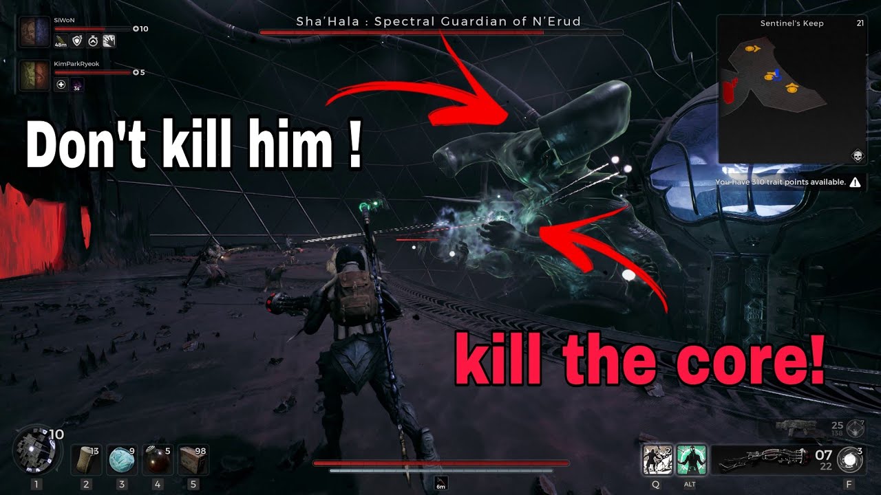 Do not kill the She'Hala Guardian Of N'erud (BOSS) - Destroy the core which he is using ...