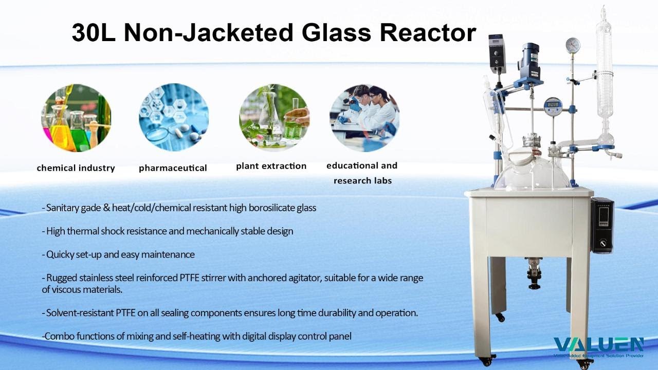 30L non-jacketed glass reactor is ready to ship to UK after testing ...