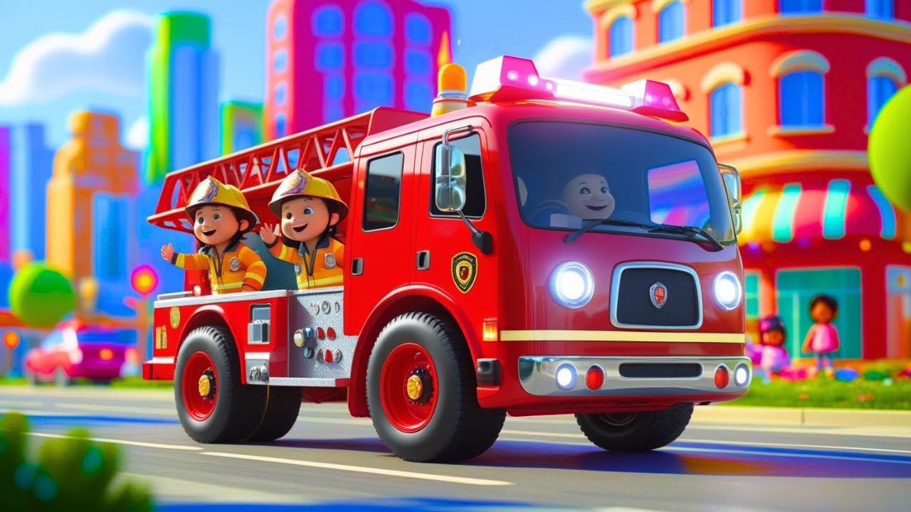 Wheels on the Fire Truck Go Round and Round | Baby Songs in 3D ...