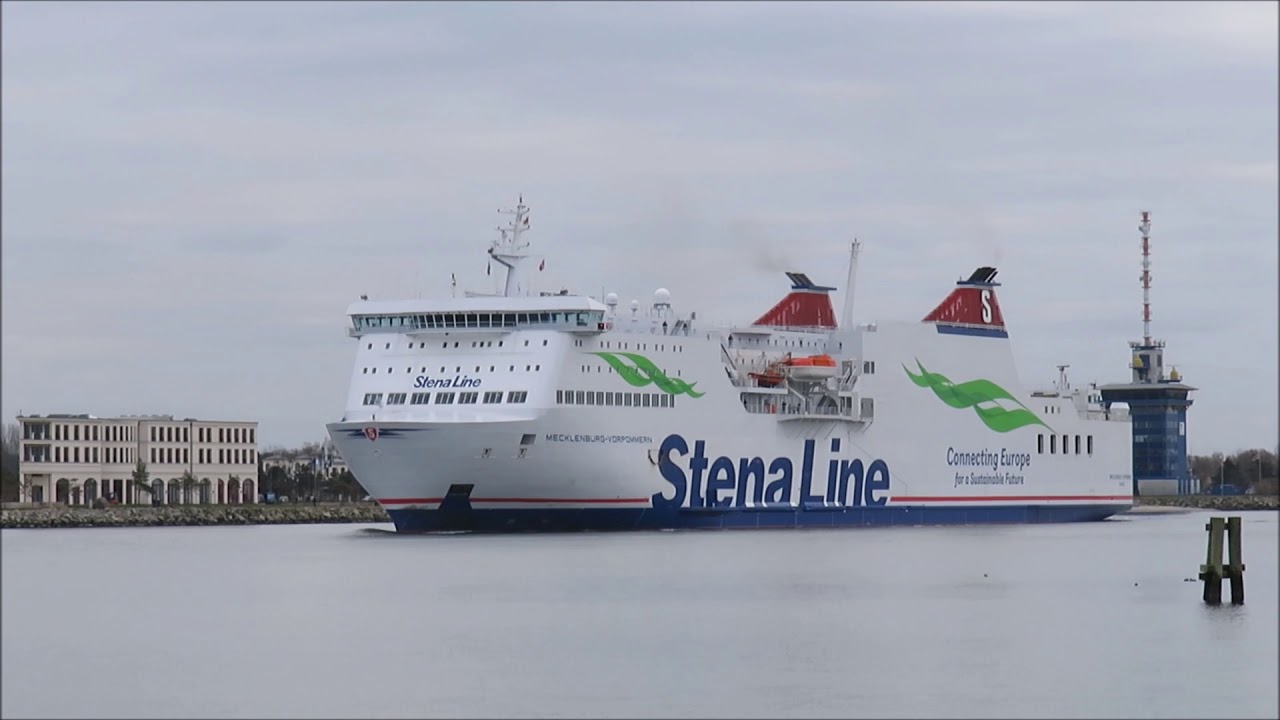 Stena Line Fähre von Rostock nach Trelleborg an der Warnemünder Mole ...