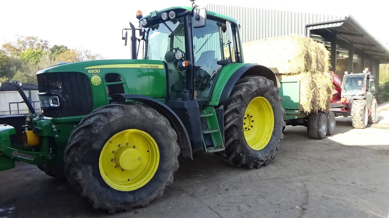 Loading & Carting Hay & Straw with John Deere 6930 & Manitou - Cab Ride ...