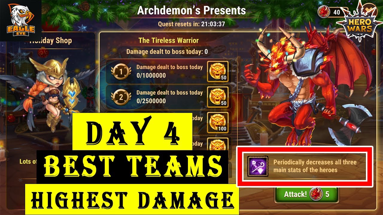 Day 4 Best Teams With Highest Damage - Archdemon Boss | Hero Wars ...