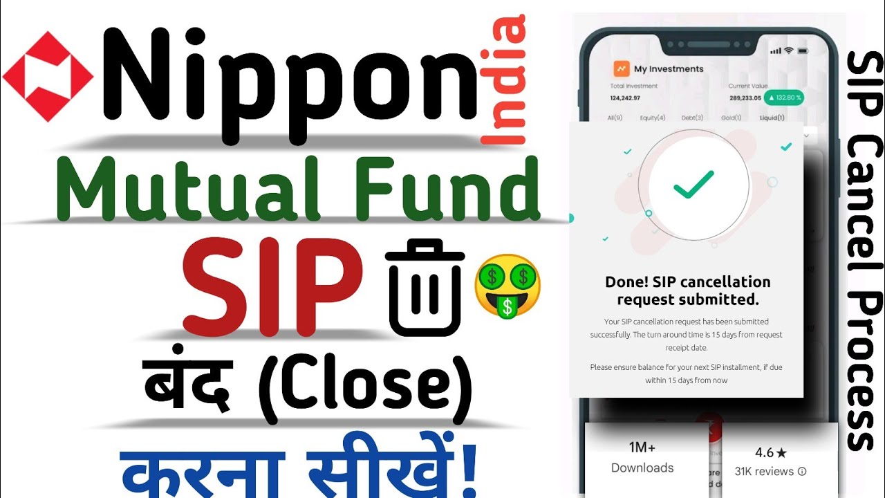 How To Cancel / Close SIP In NIPPON INDIA MUTUAL FUND APP | SIP band ...