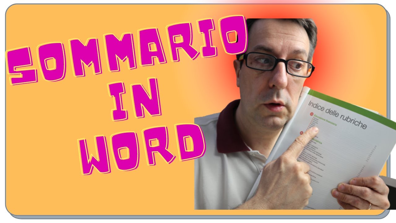 Inserire un sommario in word - YouTube