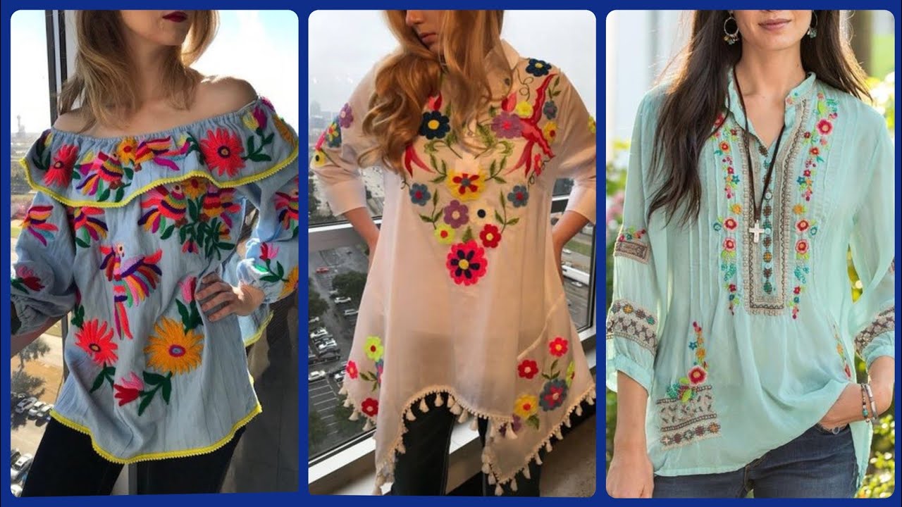 very attractive and classy Western style embroidered blouse and tunic ...