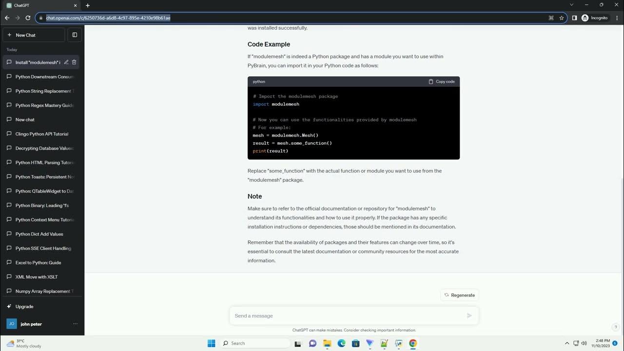 How can I install modulemesh package for Python PyBrain - YouTube