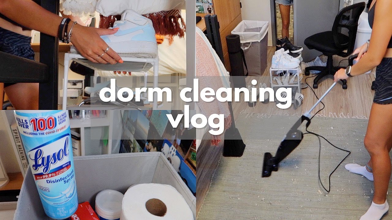vlog: deep cleaning & organizing my dorm room - YouTube
