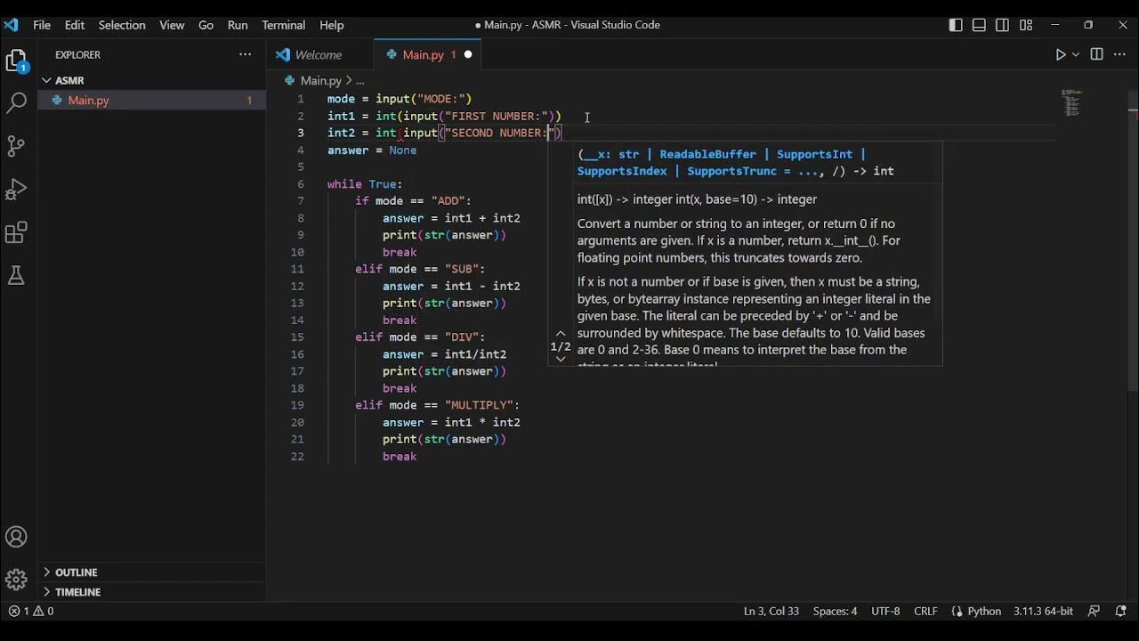 ASMR | Programming a calculator in Python #asmr - YouTube