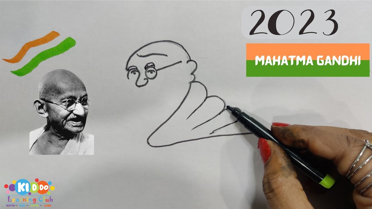 Mahatma Gandhi Drawing | Very Easy | How to draw Mahatma Gandhi step by ...