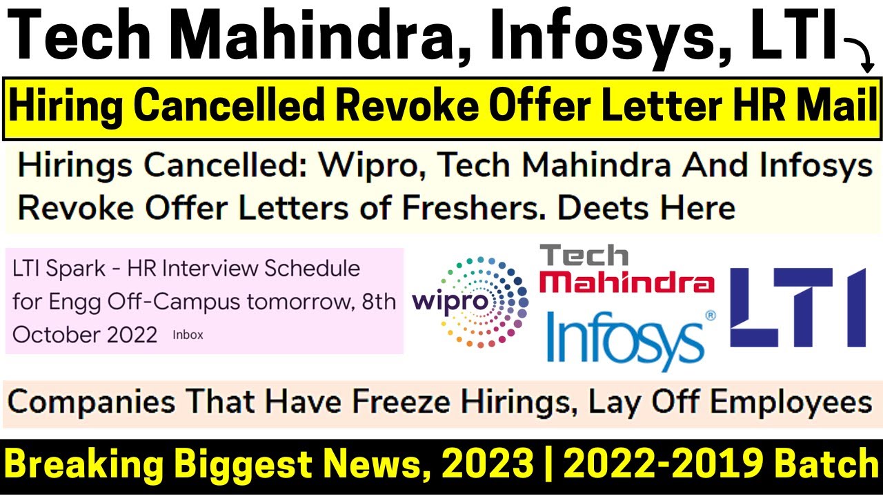 Hirings Cancelled: Wipro, Tech Mahindra And Infosys Revoke Offer ...