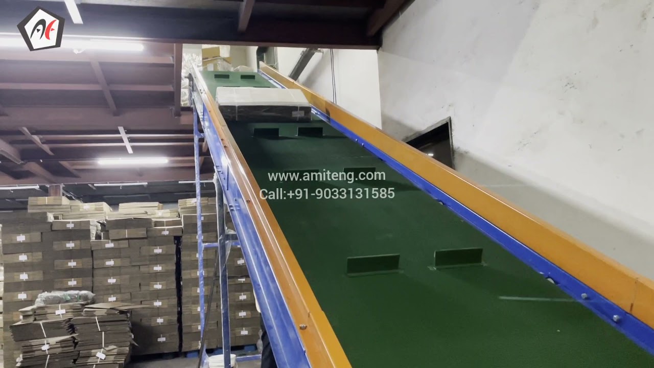 Incline Belt Conveyor System for Mezzanine Floor #conveyor # ...