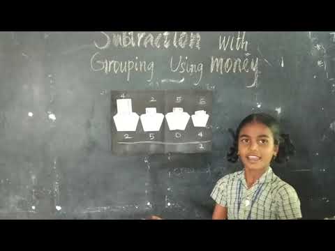Maths TLM -Subtraction with Grouping Using Money - YouTube
