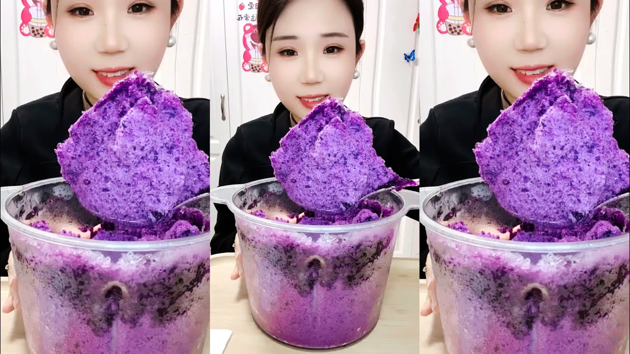 ASMR YY PURPLE SHAVED ICE EATING | RELAXING - YouTube