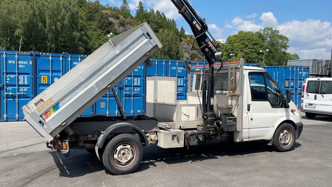 Köp Kranbil Ford Transit 2,4 350L PI med 3-vägs tipp på Klaravik - YouTube