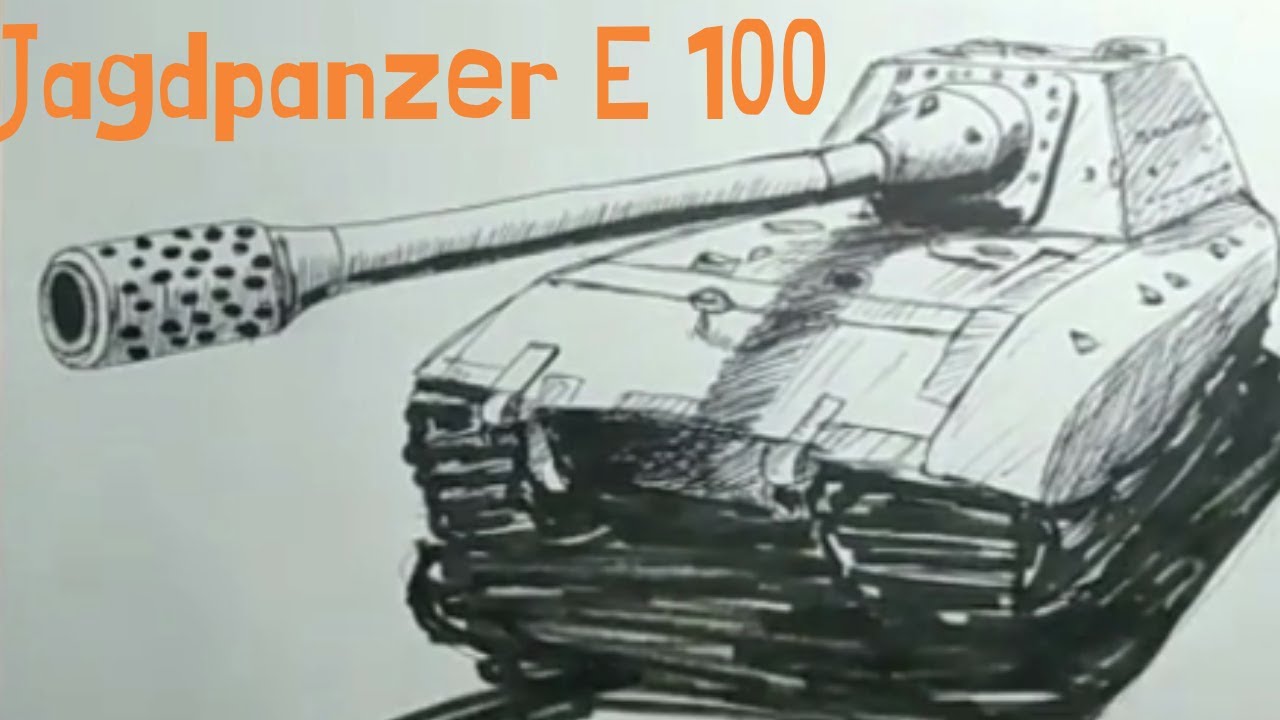 How to draw a tank Jagdpanzer E 100 - tank drawing - YouTube