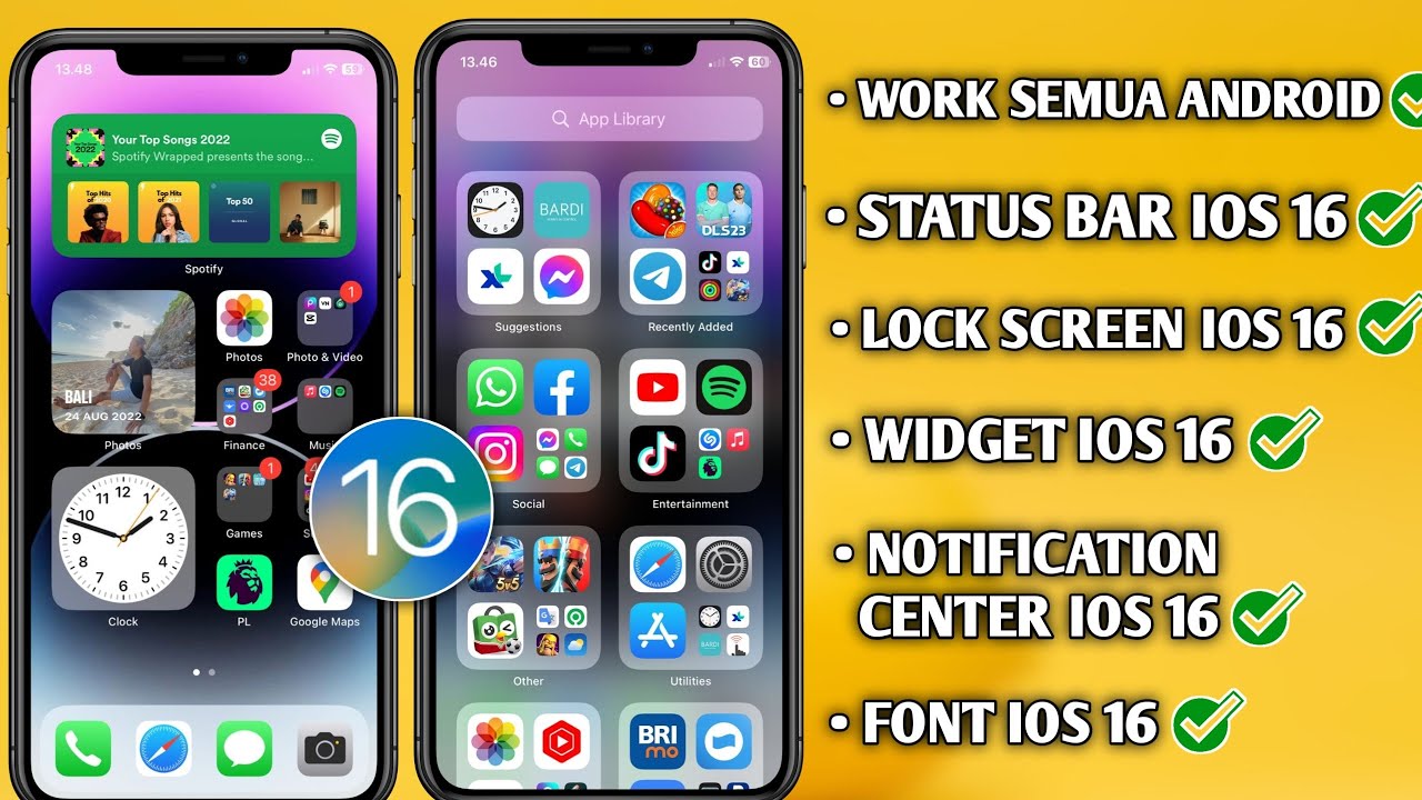 CARA MERUBAH TAMPILAN ANDROID MENJADI FULL IOS 16 - YouTube