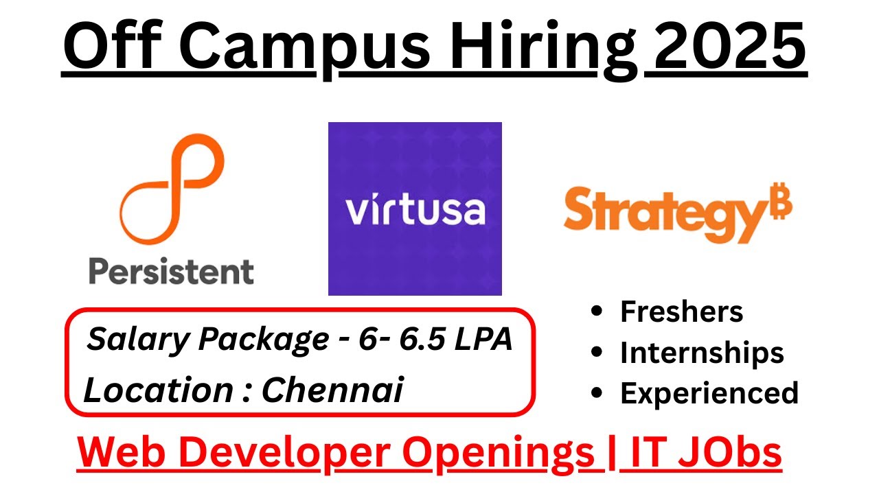 Virtusa Hiring Freshers 2025 | Web Developer Jobs Tamil | Full Stack | React JS | Off Campus ...