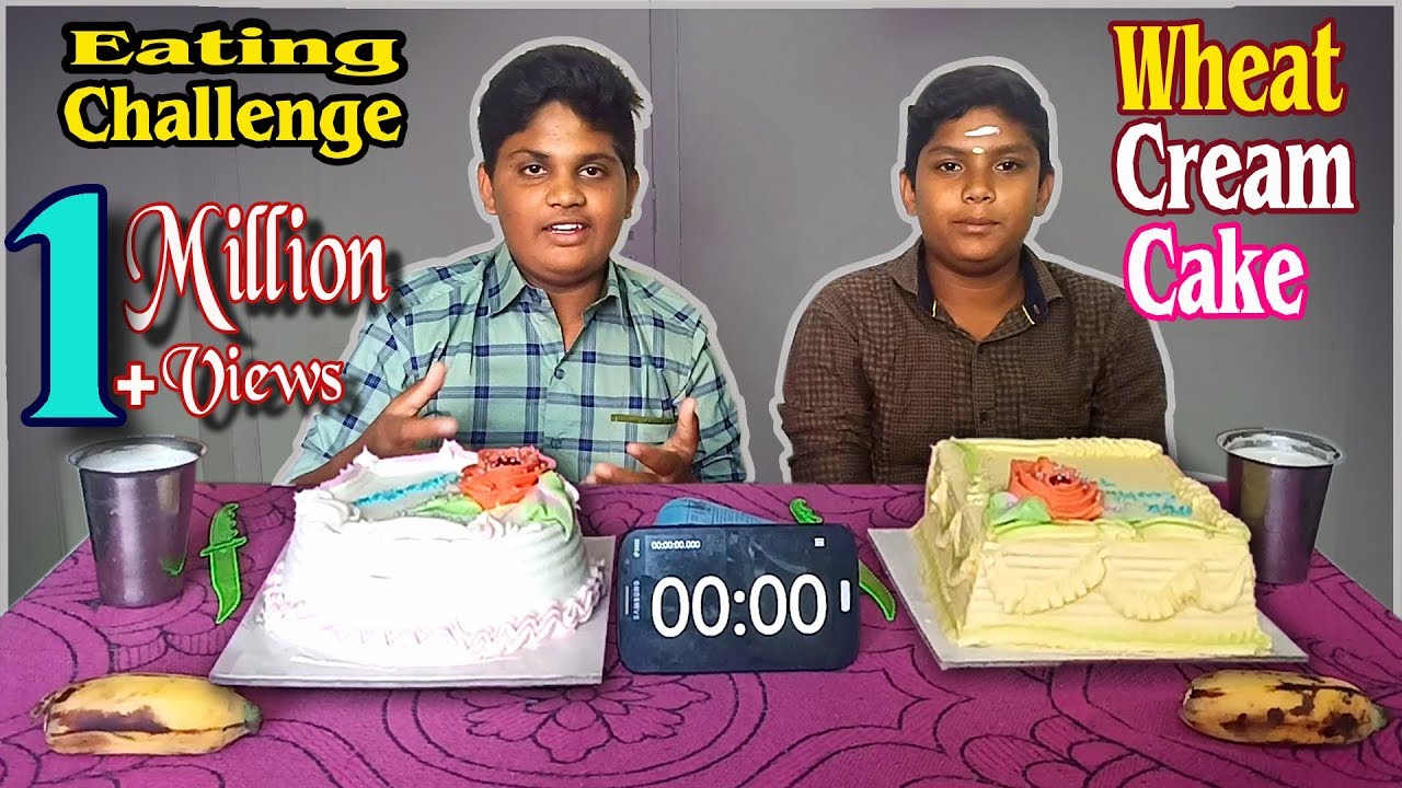 Wheat Cream Cake Eating Challenge / Birthday Cake Eating Challenge ...