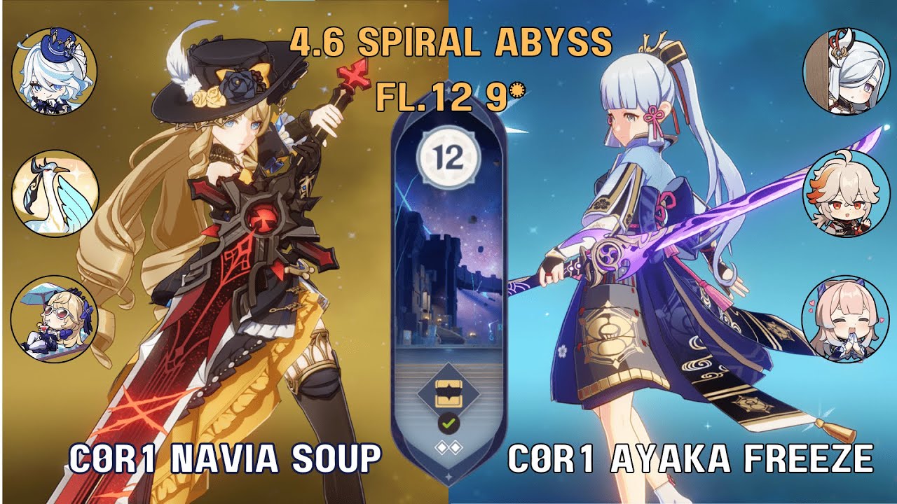 C0R1 Navia soup x C0R1 Ayaka freeze | 4.6 Spiral Abyss fl.12 9 stars. - YouTube