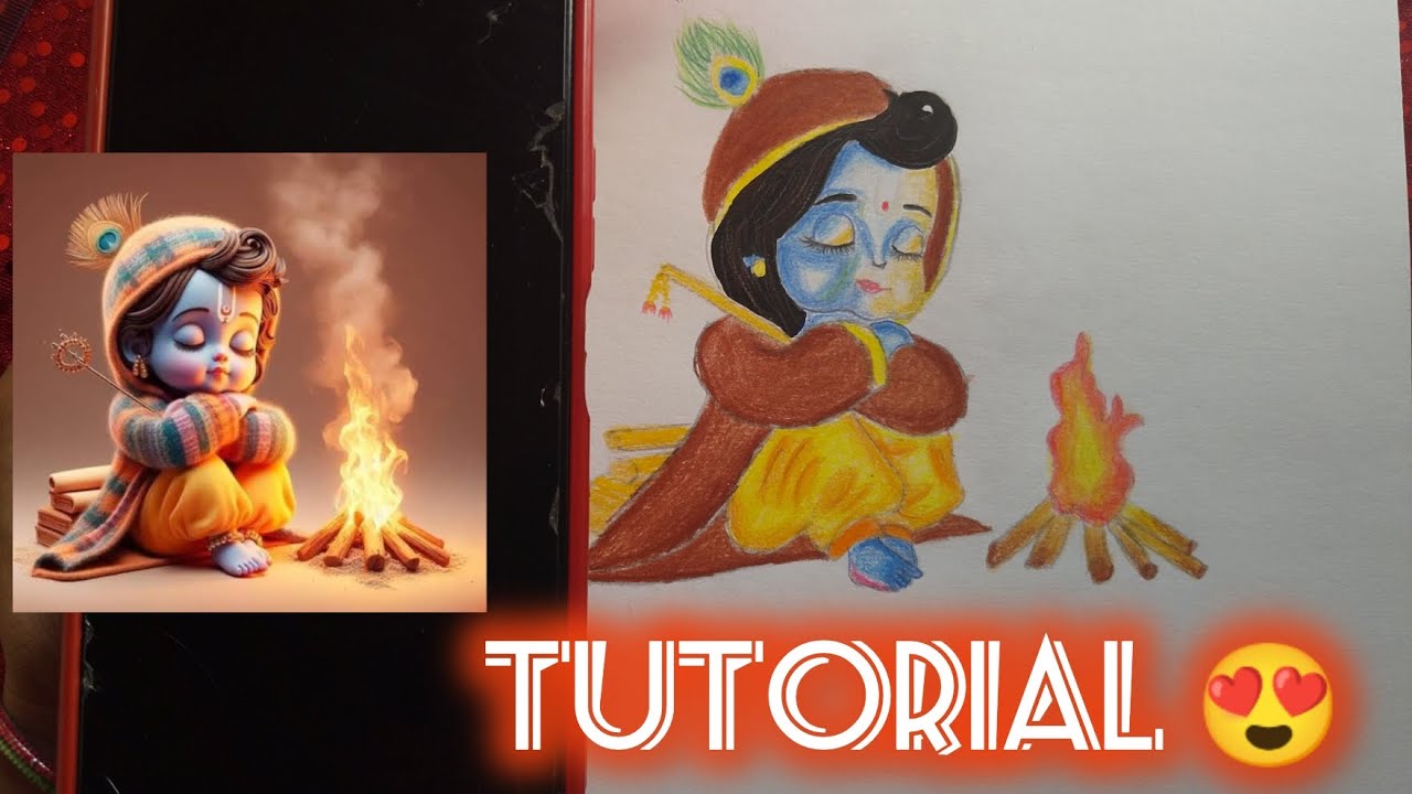 boghi special shree Krishna drawing 😍 tutorial #stepbystep 😍 - YouTube