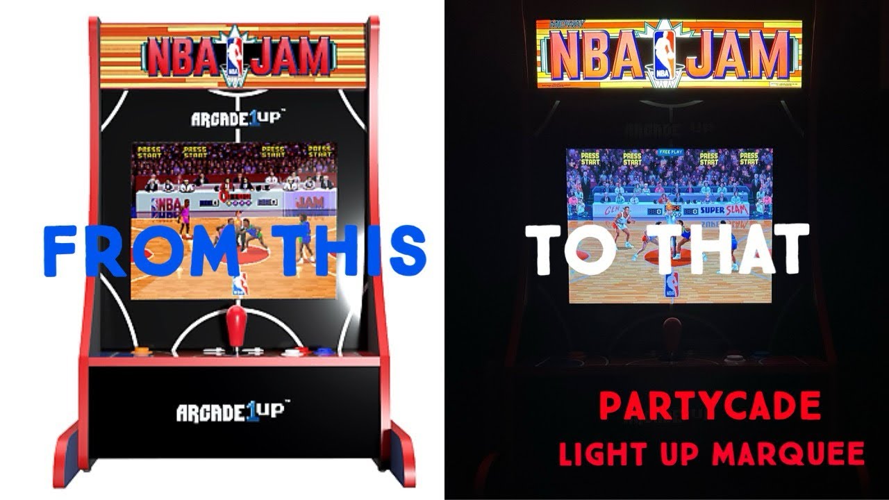 Arcade1Up NBA JAM Partycade Light Up Marquee Quick Look Install The ...