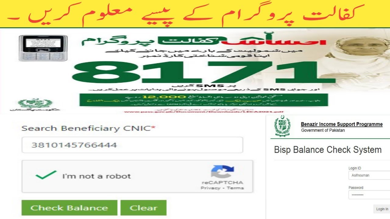 How to Check BISP Payment 9000 Online Free Login - YouTube