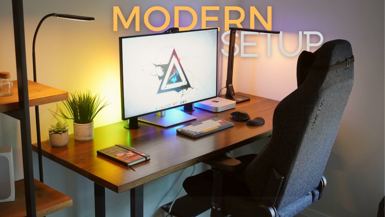 My Modern Desk Setup Makeover - Nearly Cable Free Design! - YouTube