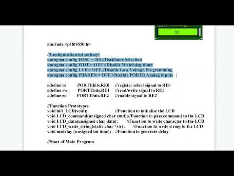 Video-14: Embedded C program for interfacing of LCD with PIC18F4550 controller-01 - YouTube