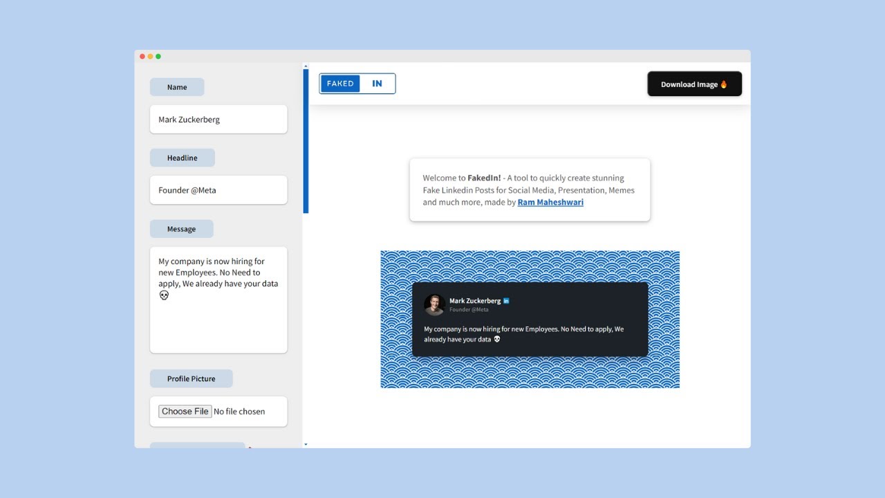 Fakedin - A tool to quickly create stunning Fake Linkedin Posts - YouTube