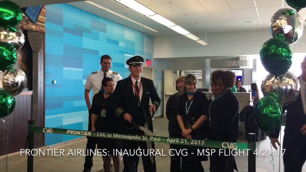 Inaugural Frontier Airlines Flight Cincinnati CVG - Minneapolis MSP ...
