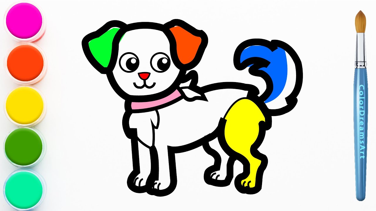 How to Draw a colors Dog | Step by Step - YouTube