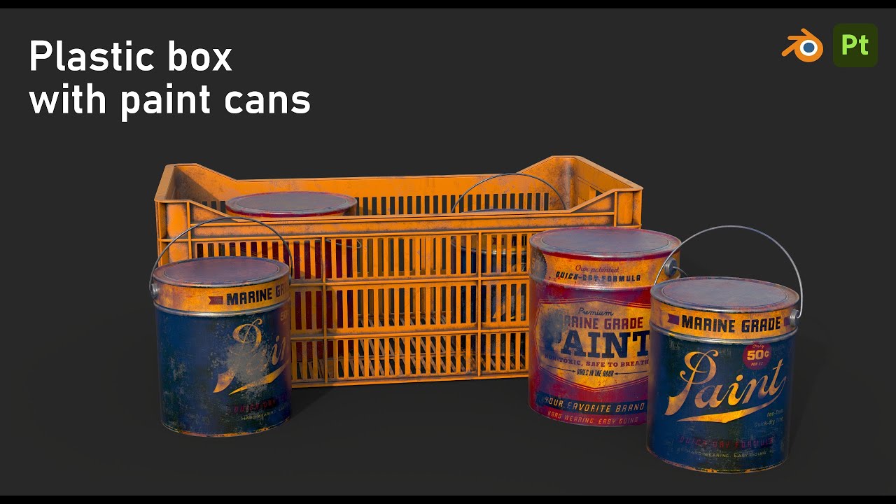 Plastic box with paint cans - Speed Modeling | Blender and Substance ...