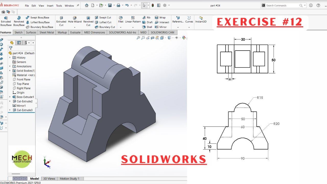 Simple SolidWorks Part | 3D modeling | Beginners - YouTube