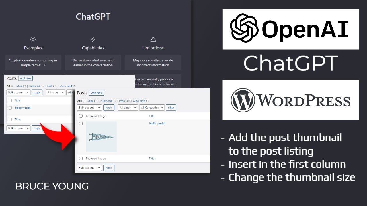 Use Chat GPT & WordPress to add the post thumbnail to the first column ...