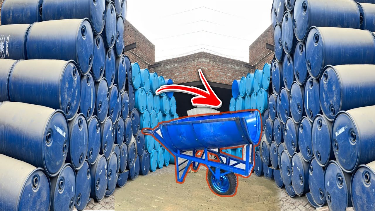 Amazing Process of Making Wheelbarrow Out of Plastic Oil Drum || How to ...