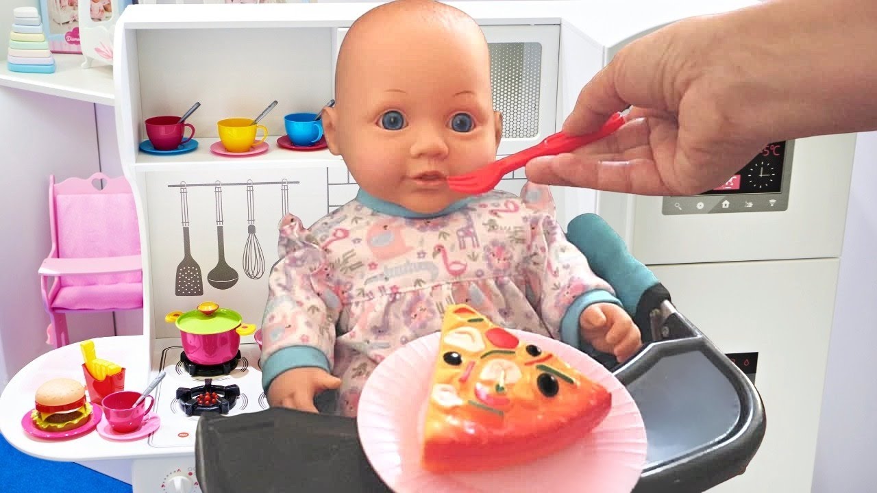 Cooking & Feeding Baby Doll - YouTube