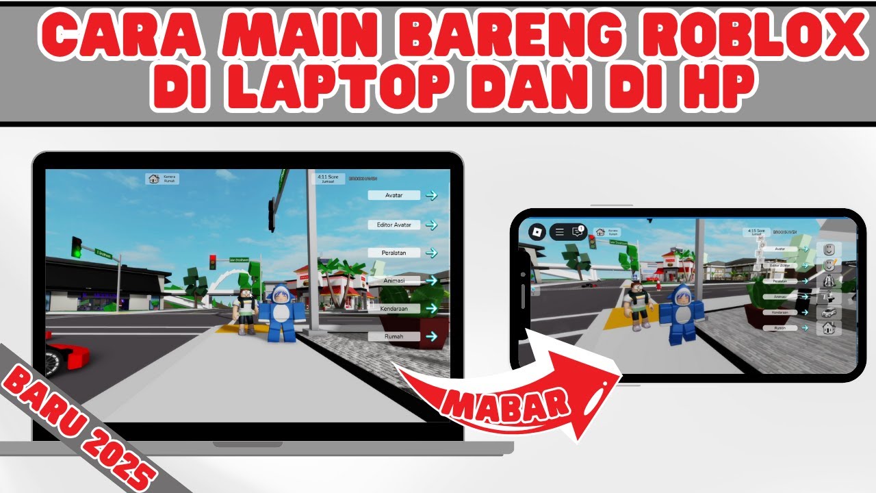 CARA MAIN BARENG ROBLOX DI LAPTOP DAN DI HP - YouTube