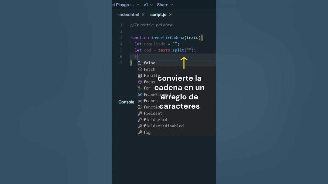 Invertir una cadena de texto en JavaScript #codificacion #javascript #fyp - YouTube