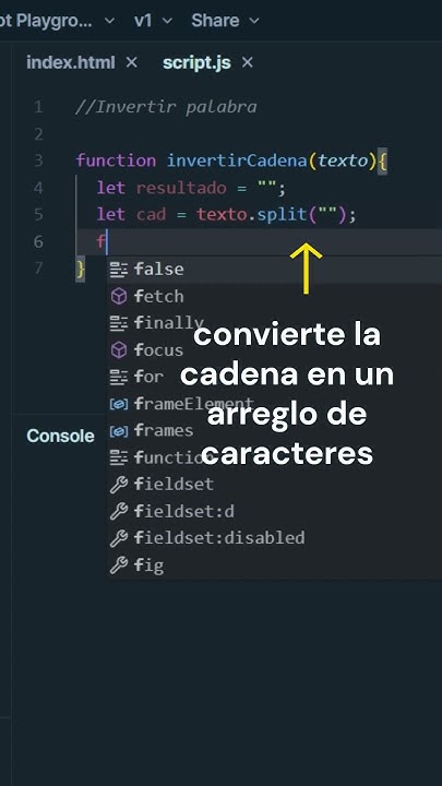 Invertir una cadena de texto en JavaScript #codificacion #javascript # ...
