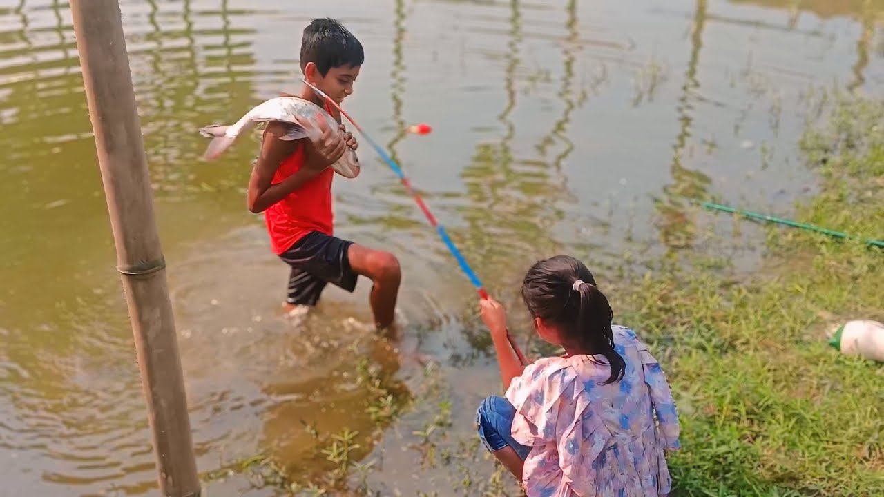 Fishing video || Brother & Sister Catching big fish with hook #Video# ...