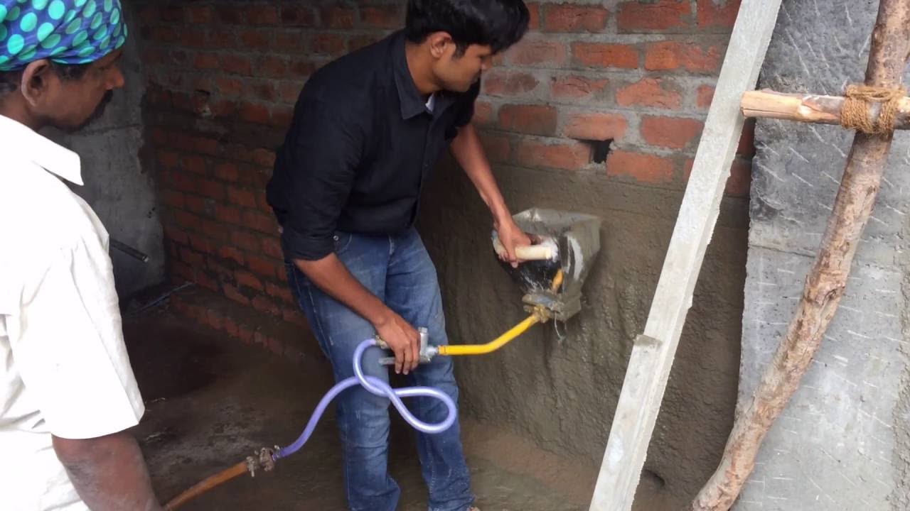 plastering gun , stucco sprayer - YouTube